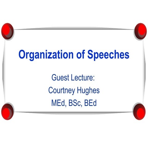 Lecture 10: Organizing Speeches, Courtney Hughes | PPT