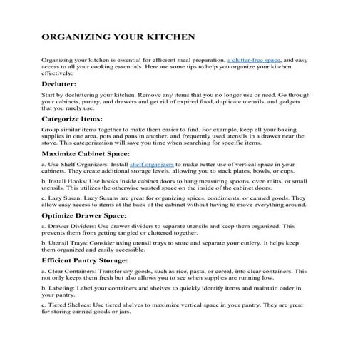 Organizing your kitchen | PDF | Interior Decorating | Home & Garden