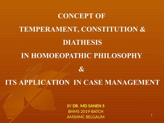 constitution in homoeopathy. | PPT