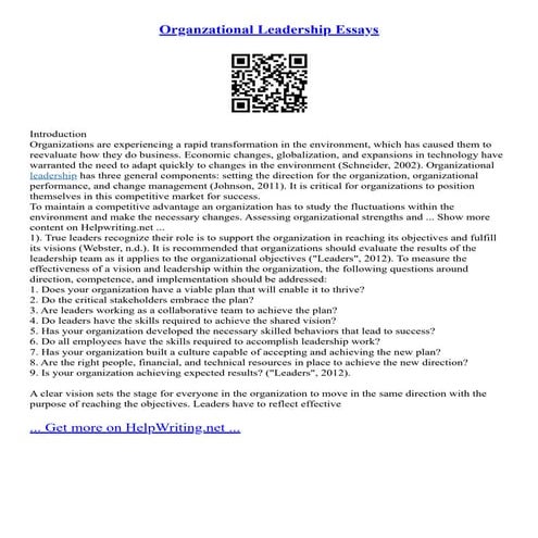 Organzational Leadership Essays | PDF
