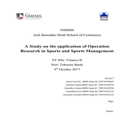 A Study on the application of Operation Research in Sports and Sports ...