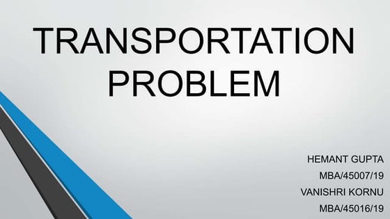 Transportation Problem- Stepping Stone Method | PPT