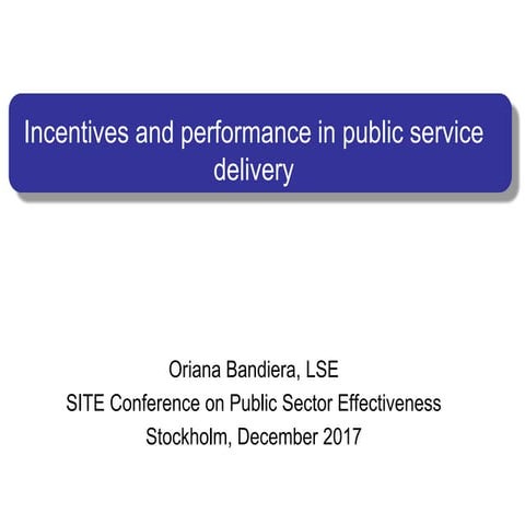 Incentives and performance in public service delivery | PDF