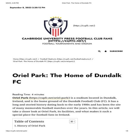 Oriel Park_ The Home of Dundalk FC.pdf | Soccer | Sports