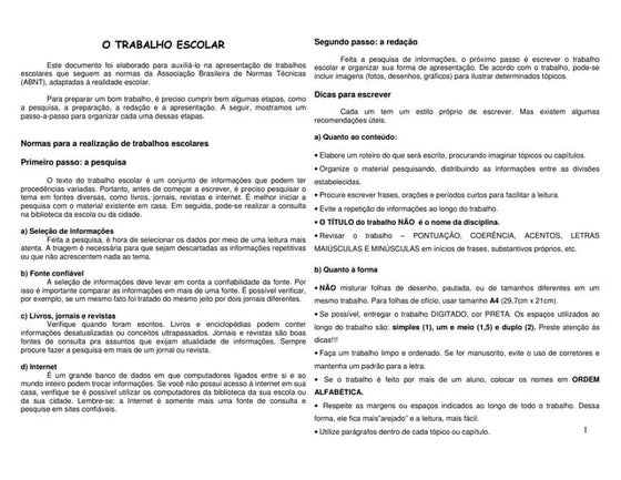 Como fazer um trabalho escolar | PDF