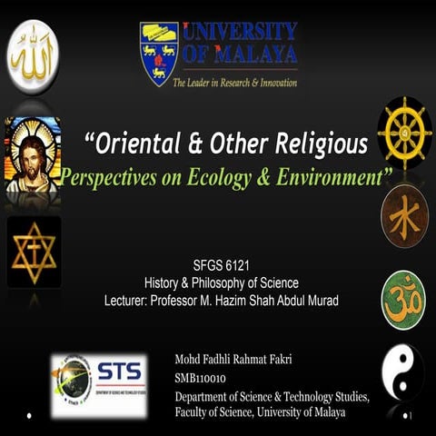 Oriental & Religious Perspectives on Ecology and the Environment 131211 ...