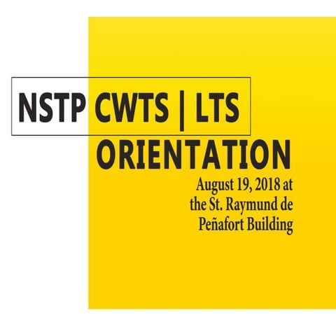UST NSTP LTS Orientation 1st Semester AY 2018-2019 | PPTX