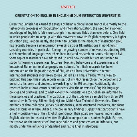Orientation to english in english medium instruction universities | PPT