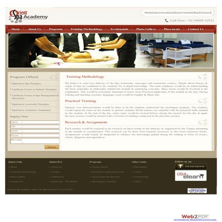 Orient Spa academy - Spa Certificate Course in India | PDF