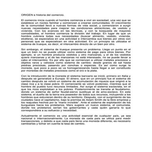 Origen e historia del comercio | DOC