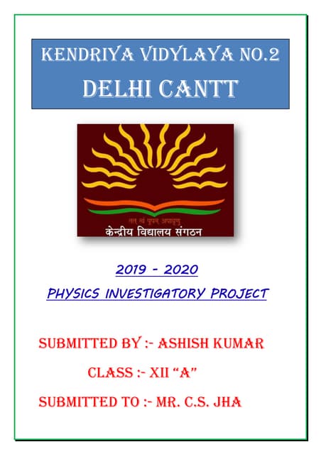 Physics Investigatory project on Diffraction | PDF