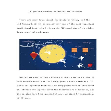 Origin and customs of mid autumn festival | PDF
