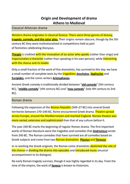 The history of drama | PPTX