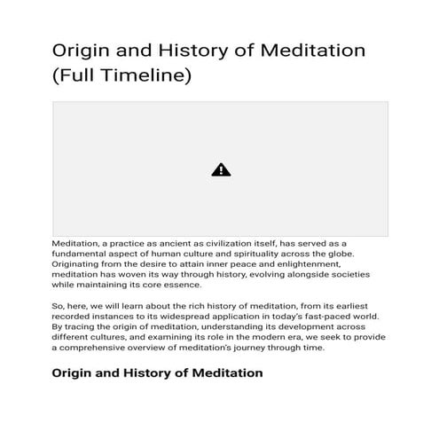 Origin and History of Meditation (Full Timeline) | PDF