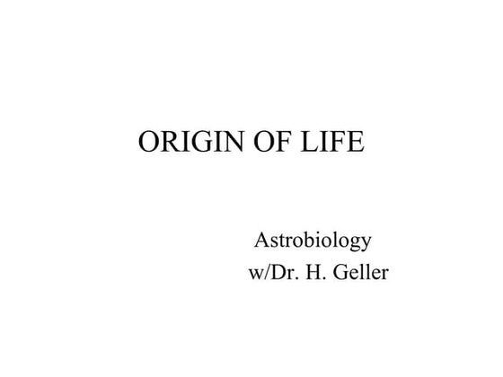 Origin of life | PPTX | Chemistry | Science