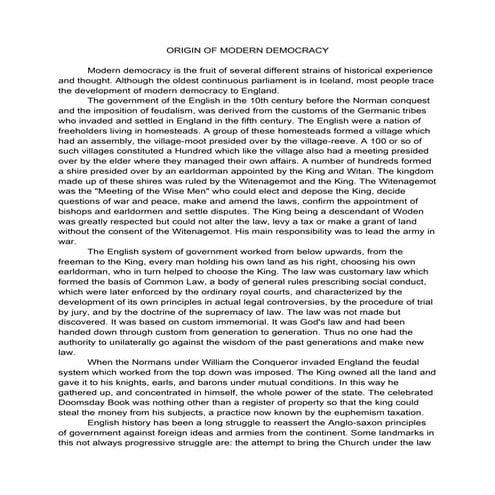 On the origins of democracy | DOC