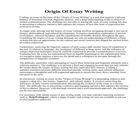 Origin Of Essay Writing. Historical essay writing introduction | PDF
