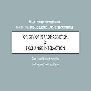 Origin of ferromagnetism & exchange interaction.pptx