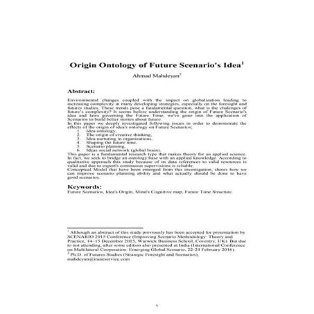 Dr. Ahmad, origin ontology of future scenario's idea, 3 | PPT
