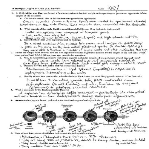 IB Origins of Cells Review Key (1.5) | PDF | Biological Sciences | Science