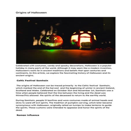 Origins of Halloween | PDF