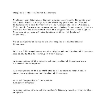 Origins of Multicultural LiteratureMulticultural literature di.docx