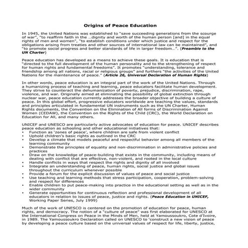 3. Origins of Peace Education | PDF