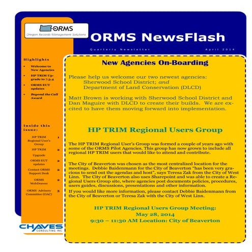 Orms news flash april 2014 | PDF | Computing | Technology & Computing