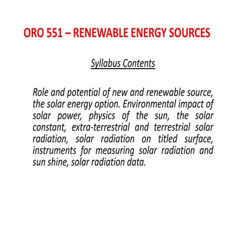 ORO 551 Renewable Energy Sources | PDF