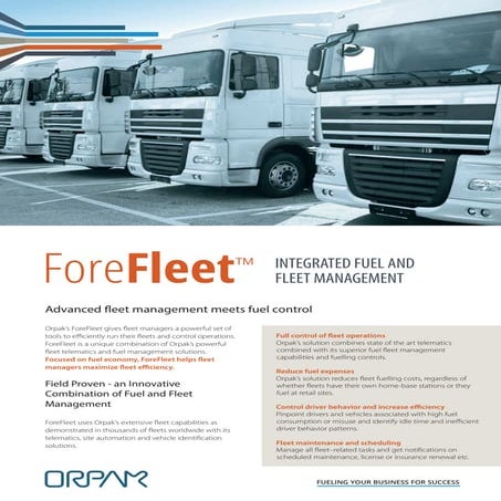 Orpak ForeFleet - Commercial Fleet Fueling Solution | PDF