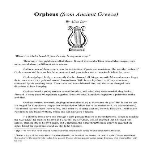 Orpheus (Greek Mythology) | DOC