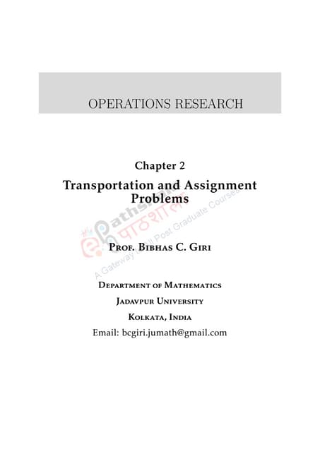 Transportation Problem- Stepping Stone Method | PPT