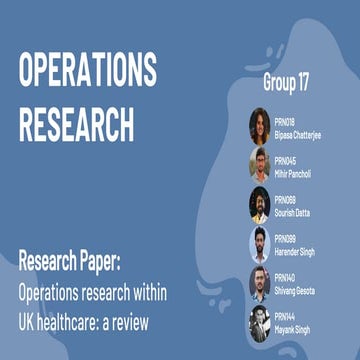 Operations research within UK healthcare: A review | PPTX