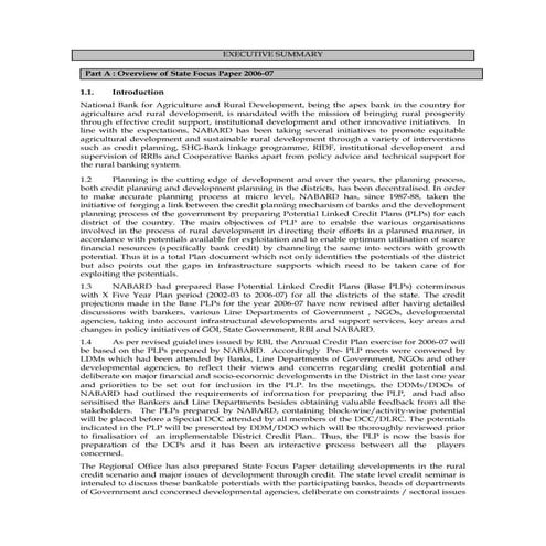 Potential Linked Plan of NABARD and its importance in DCP (District Credit Plan) | PDF