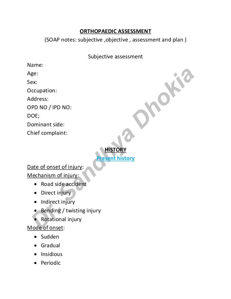 Ortho assessment for physiotherapist