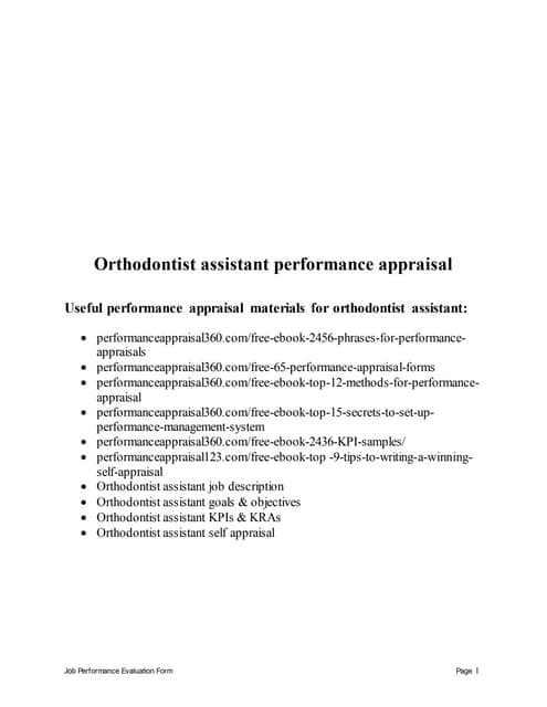 Dentist assistant performance appraisal | DOCX | Resume Writing and ...