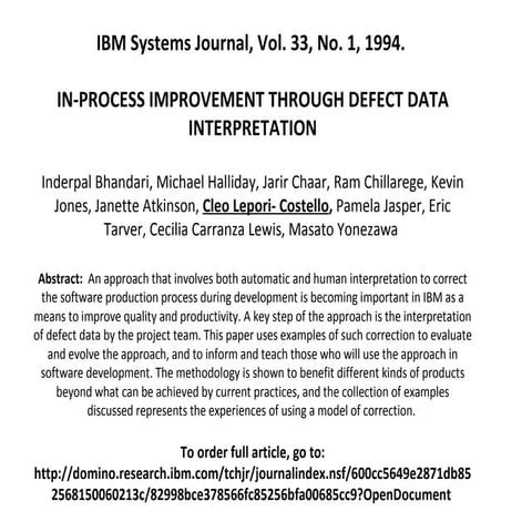 Orthogonal Defect Classification | PPT