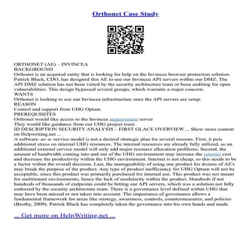Orthonet Case Study | PDF