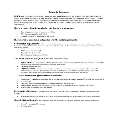 Orthopedic impairment | DOCX