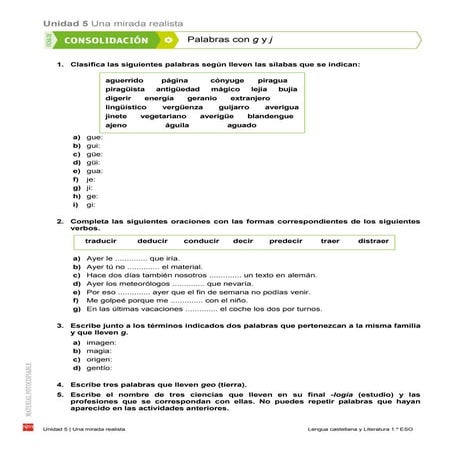 Ortografía unidad 5b | PDF