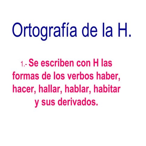 Ortografía de la h 1 | PPT