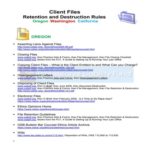 Or Wa Ca File Retention And Destruction | PDF