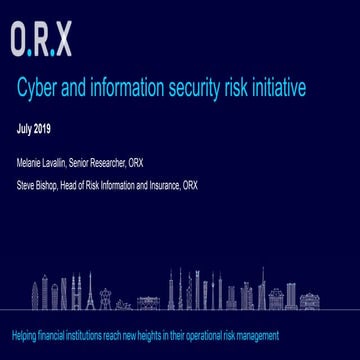ORX cyber and information security risk (CISR) initiative overview ...