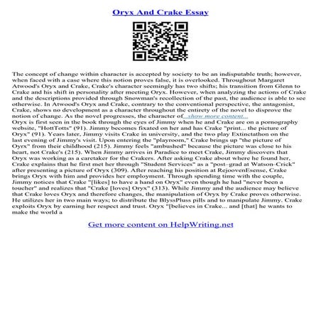 Oryx And Crake Essay | PDF