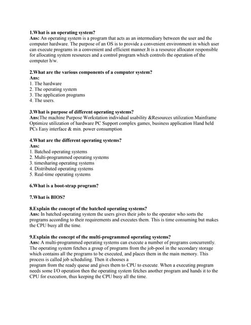 Operating system interview question | PPTX