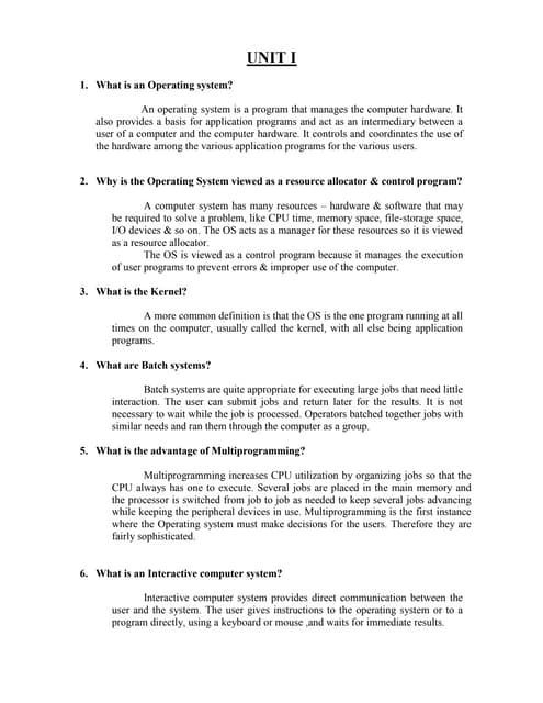 Operating system interview question | PPTX