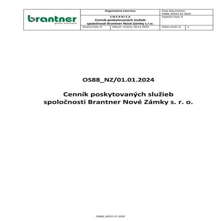 Cenník 2024 BNZ | PDF