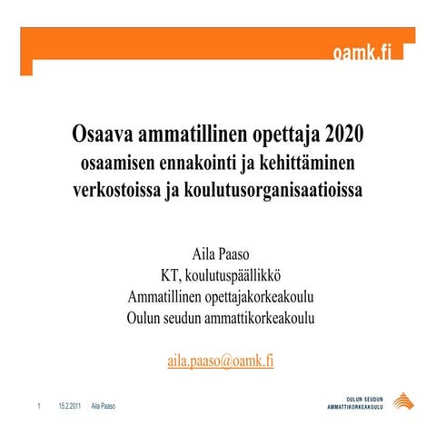 Osaava ammatillinen opettaja 2020 osaamisen ennakointi ja kehittäminen ...
