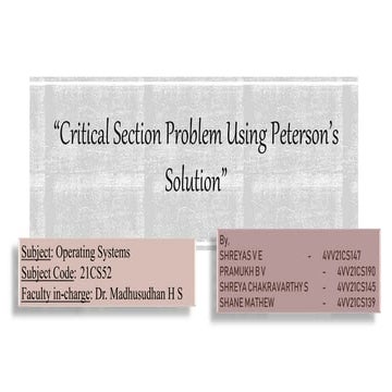 Peterson Critical Section Problem Solution | PPT