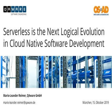 Serverless is the next logical Evolution in Cloud Native Software Development | PPT